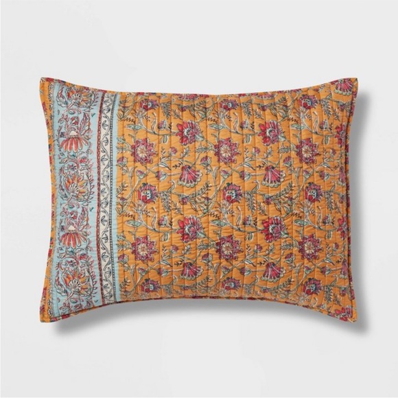 Threshold | Bedding | Threshold New Floral Border Quilt Sham Dark Gold ...